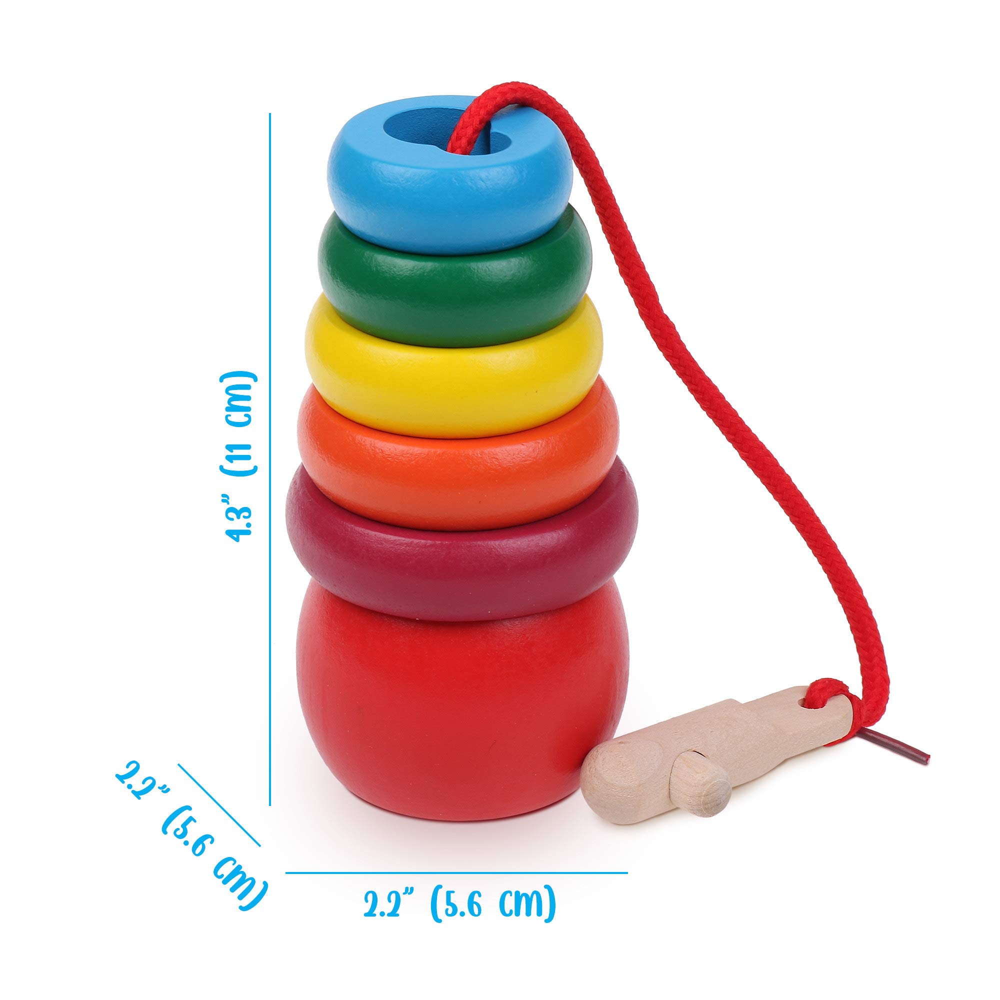 Boxiki kids Wooden Stacking Ring Toy - Stack and Learn with This Toddler Stackable Toys. Colorful Rainbow Stacking Rings - Perfect Baby Toys for Kids of All Ages!