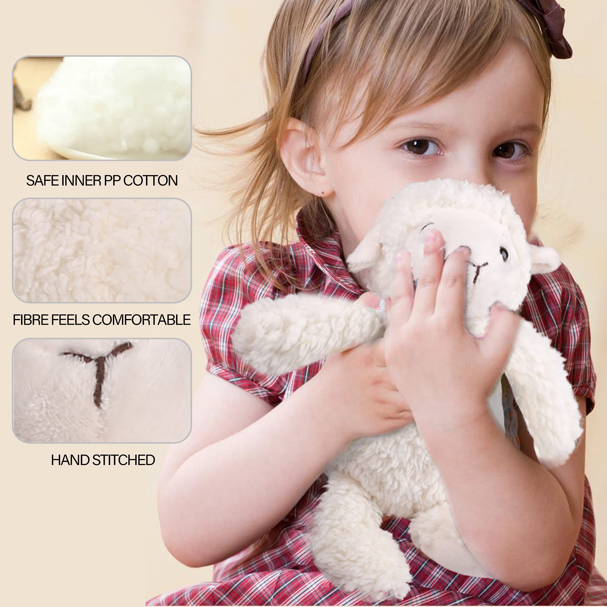 LotFancy Lamb Stuffed Animal, 12" Stuffed Lamb Plush for Baby, Cuddly Fluffy Sheep Toy, Plushies for Newborn Nursery, Easter Decoration