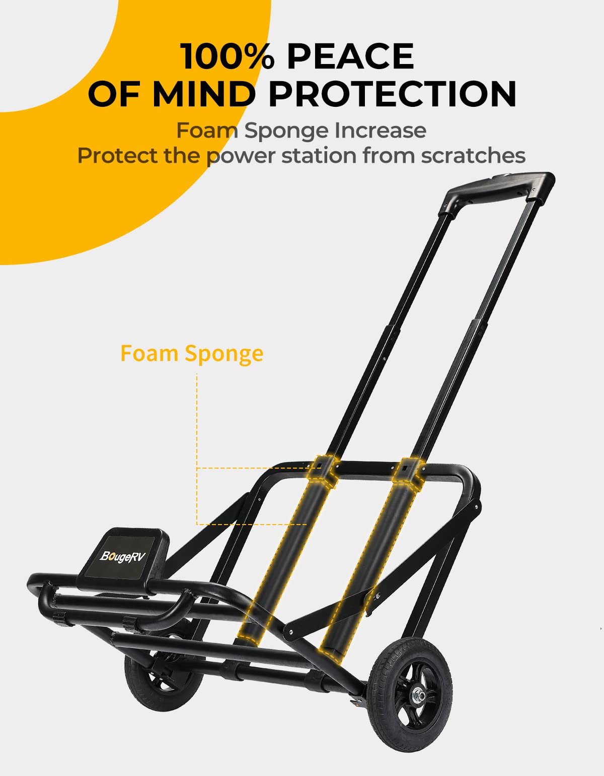 BougeRV Folding Hand Truck for Power Station,with Casters Foldable Lightweight Silent Compact Load-Resistant Trolley Car for Travel, Camping, Moving