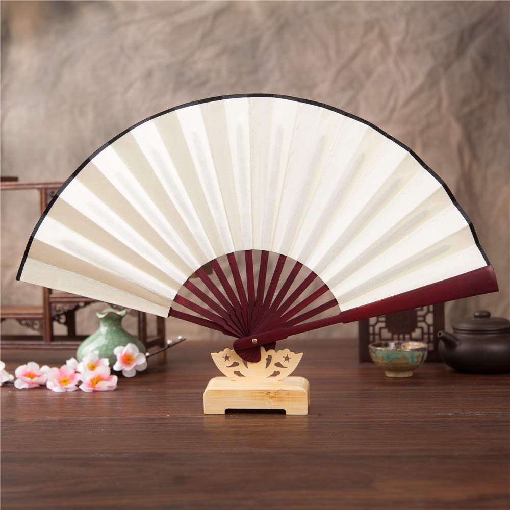 Clear Back Bra Folding Lace Fan Floral Held Dancing Silk Hand Fan Party Chinese Unisex Wedding Accessory Cups Beige
