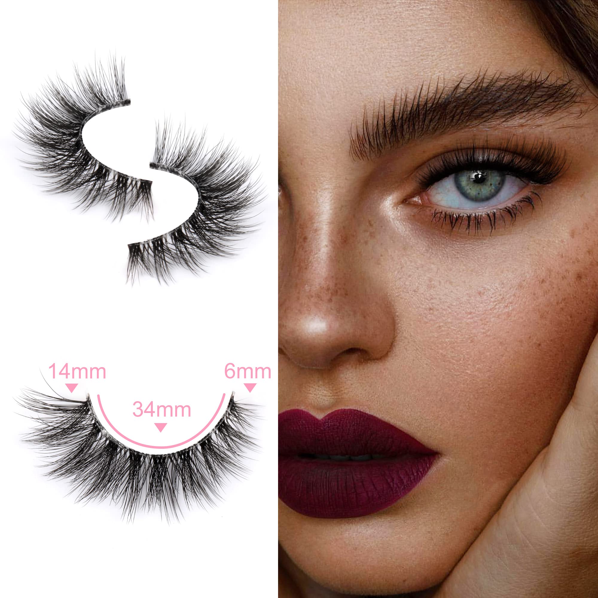 Cat Eye Lashes Natural Look Clear Band False Eyelashes 3D Faux Mink Lashes Fluffy Wispy Lashes Strip 7 Pairs False Lashes Pack by Zenotti