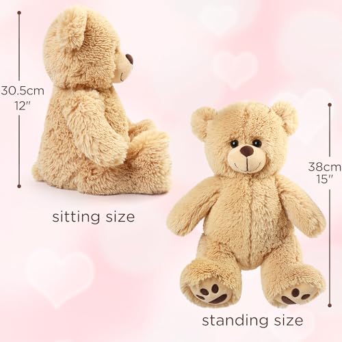 LotFancy Teddy Bear Stuffed Animal, 12 inch Brown Teddy Bear Plush Toy, Valentines Day Gifts for Girlfriend, Birthday for Kids