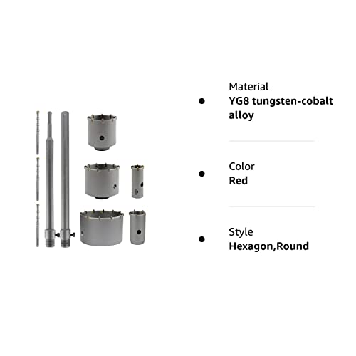BINOTA Concrete Hole Saw, Kit 30 40 65 80 100 MM, Arbor SDS Plus and MAX 300mm, for Masonry Cement Wall Brick Sands Stone Sable-Rock Self-Leveling
