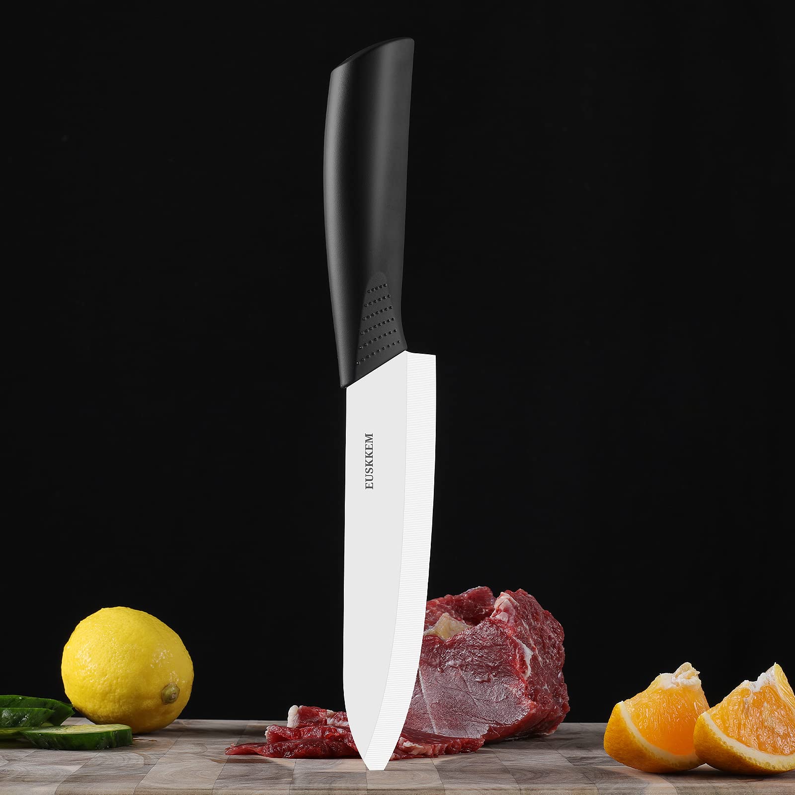 Ceramic Knife, Kitchen Ceramic Knife Set Including Chef's Knife, Utility Knife, Fruit Knife, Paring Knife, Peeler (5 Pieces)(white)