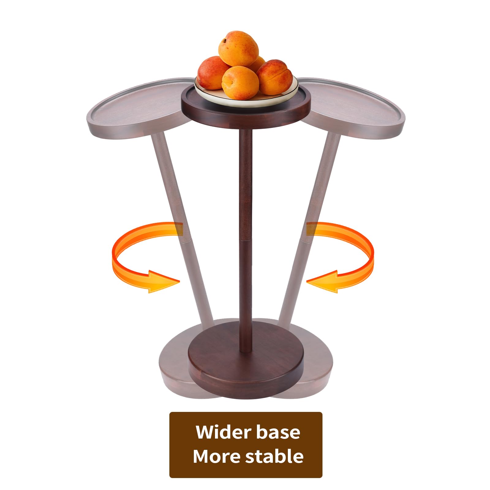 EVERBBKING Solid Acacia Wood Pedestal Side Table, Drink Table, Small End Table Pedestal End Table, Small Pedestal Table Small Round Table Martini Table
