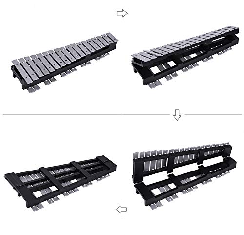 Professional Glockenspiel 30 Notes Foldable Aluminum Bars Children Educational Percussion Musical Instrument with Mallet and Carrying Bag
