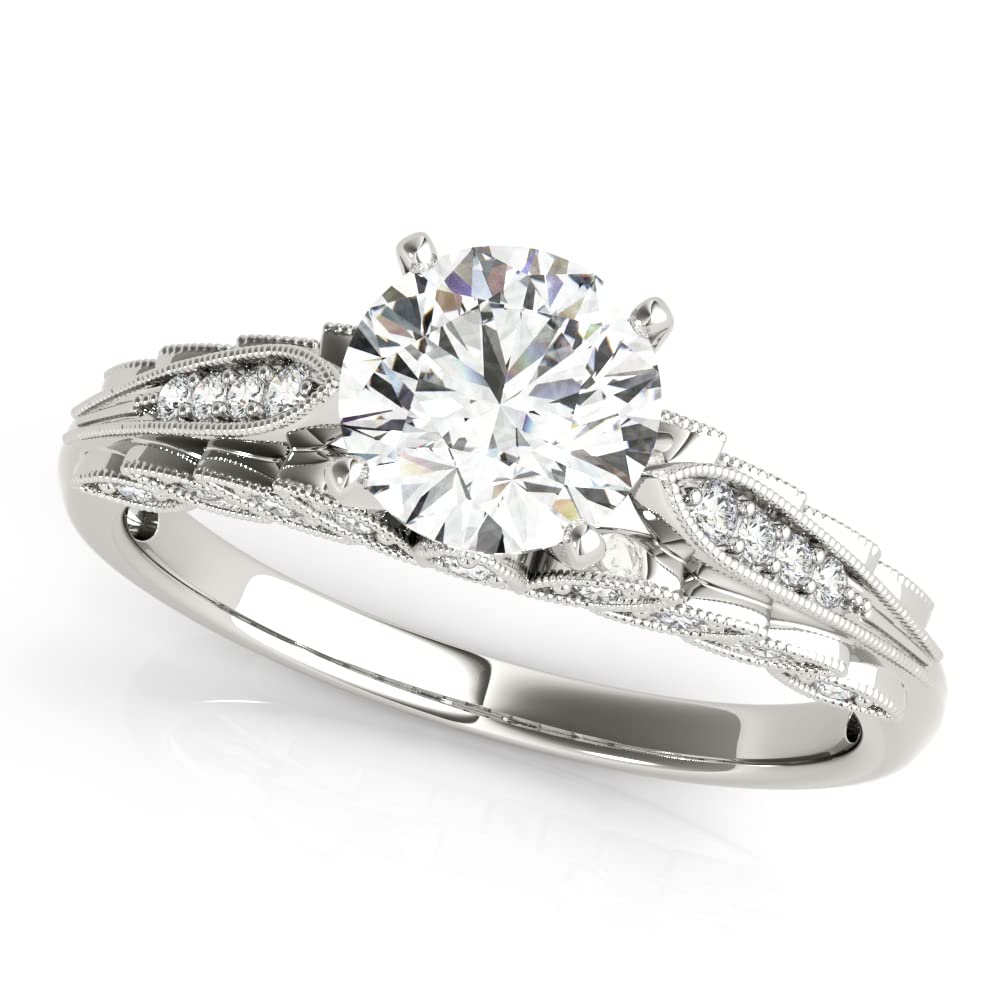 Blocaci Engagement Ring 1.5 CT Round Cut Graduated Floral Moissanite Engagement Rings for Women 10k White Gold Size 5