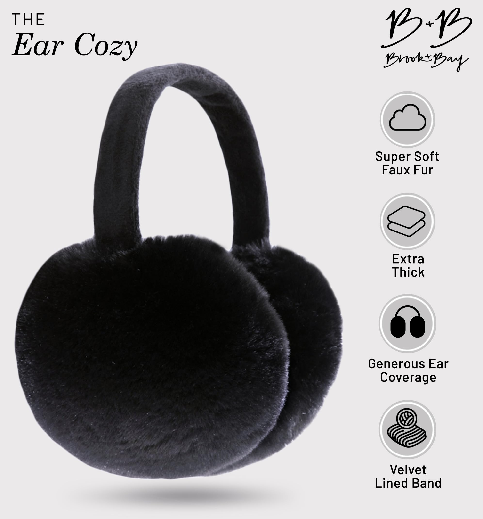 Brook + Bay Fleece Ear Muffs - Cozy & Foldable Earmuffs - Winter Ear Warmers for Women - Soft & Warm Ear Muffs for Women