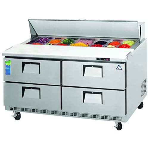 Everest Refrigeration EPBNR2-D4 47.5" Two-Door Four Drawer Back Mount Sandwich Prep Table, 13-Cubic Feet, NSF