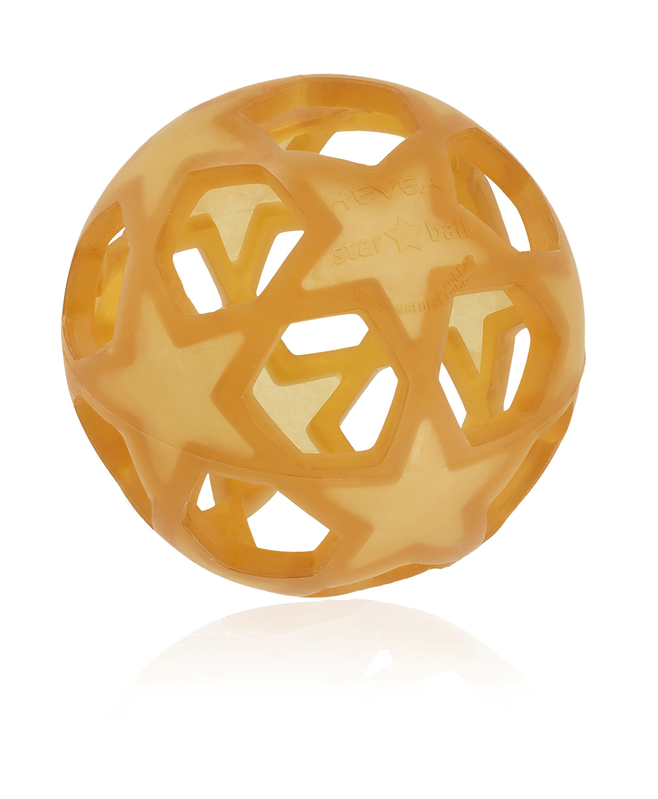 HEVEA Star Activity Ball Toy Made from 100% Upcycled Natural Rubber - Soft and Easy to Hold Baby Ball for Ages +4 Months - Plant Based, Plastic-Free, BPA-Free (Natural)