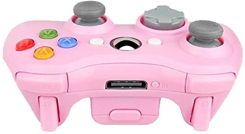 BEK Controller 2 Pack Replacement for Xbox 360 Controller, Wireless Remote Gamepad with Thumb Grips, Double Vibration, Live Play, Compatible with Microsoft Xbox 360 Slim PC Windows Color (Pink Black)