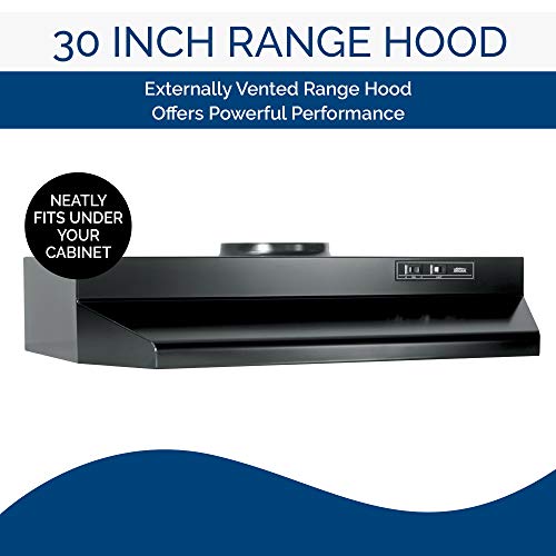 Broan-NuTone 423023 Insert 30-inch Under-Cabinet Range Hood with 2-Speed Exhaust Fan and Light, Black