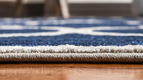Unique Loom Trellis Collection Modern Morroccan Inspired with Lattice Design Area Rug, 2' 2" x 3' 1" Rectangle, Navy Blue/Beige