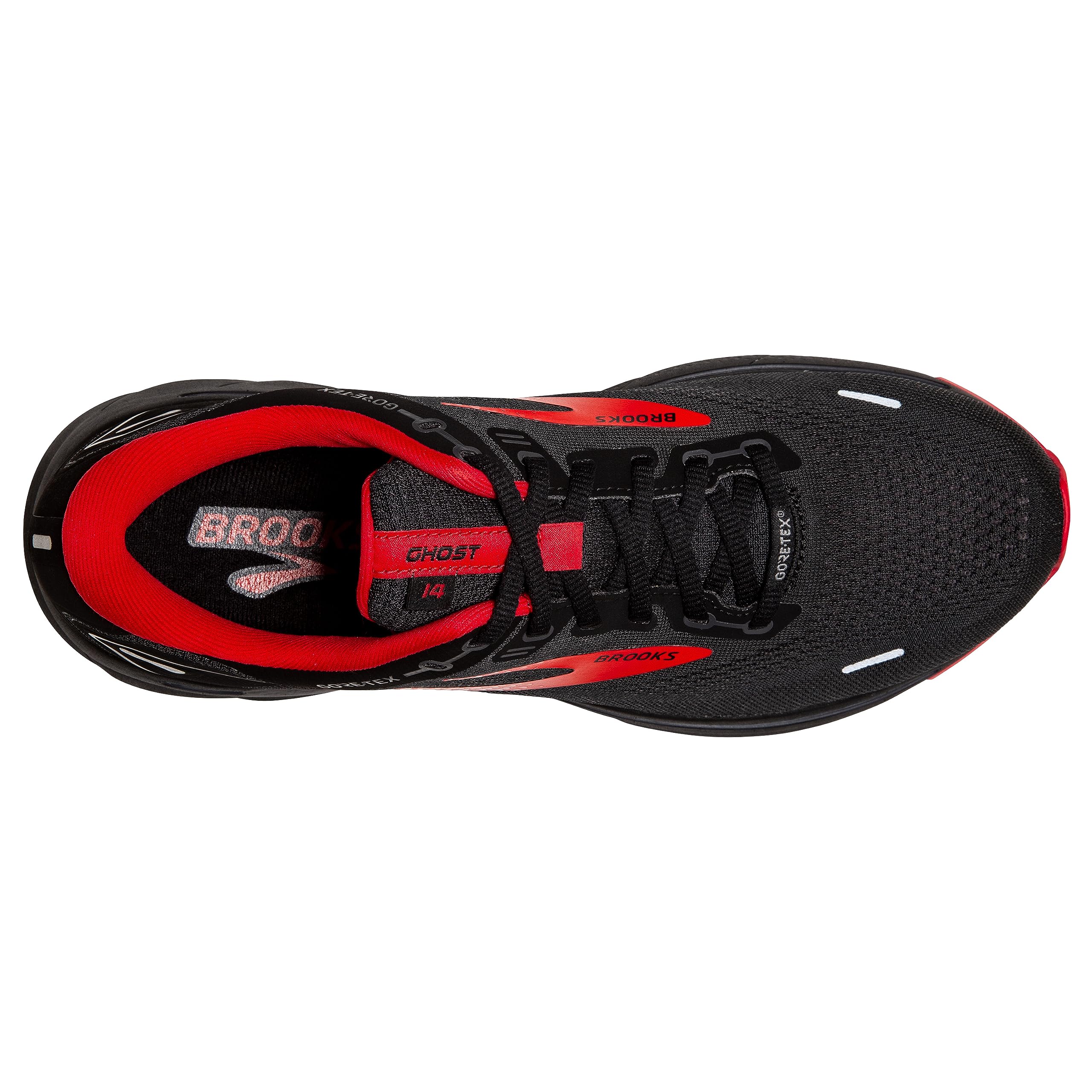 Brooks Men's Ghost 14 GTX Waterproof Neutral Running Shoe - Black/Blackened Pearl/High Risk Red - 12 Medium