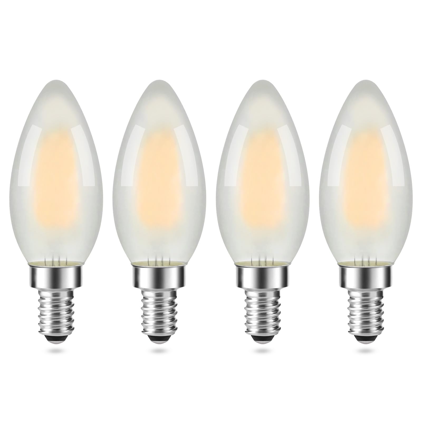 Candelabra LED Light Bulbs 25W Equivalent, E12 Base, 2700K Soft Warm White, Frosted E12 LED Bulb Dimmable, B11 Chandelier Light Bulbs, 2W, 200LM, Candle Light Bulbs, 4 Pack