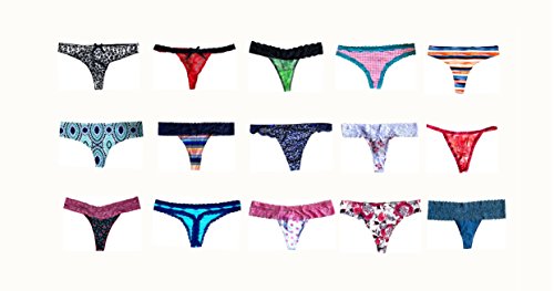 Morvia Varieties of Women Thong Pack Lacy Tanga G-string Bikini Underwear Panties (M, 10 Pcs)