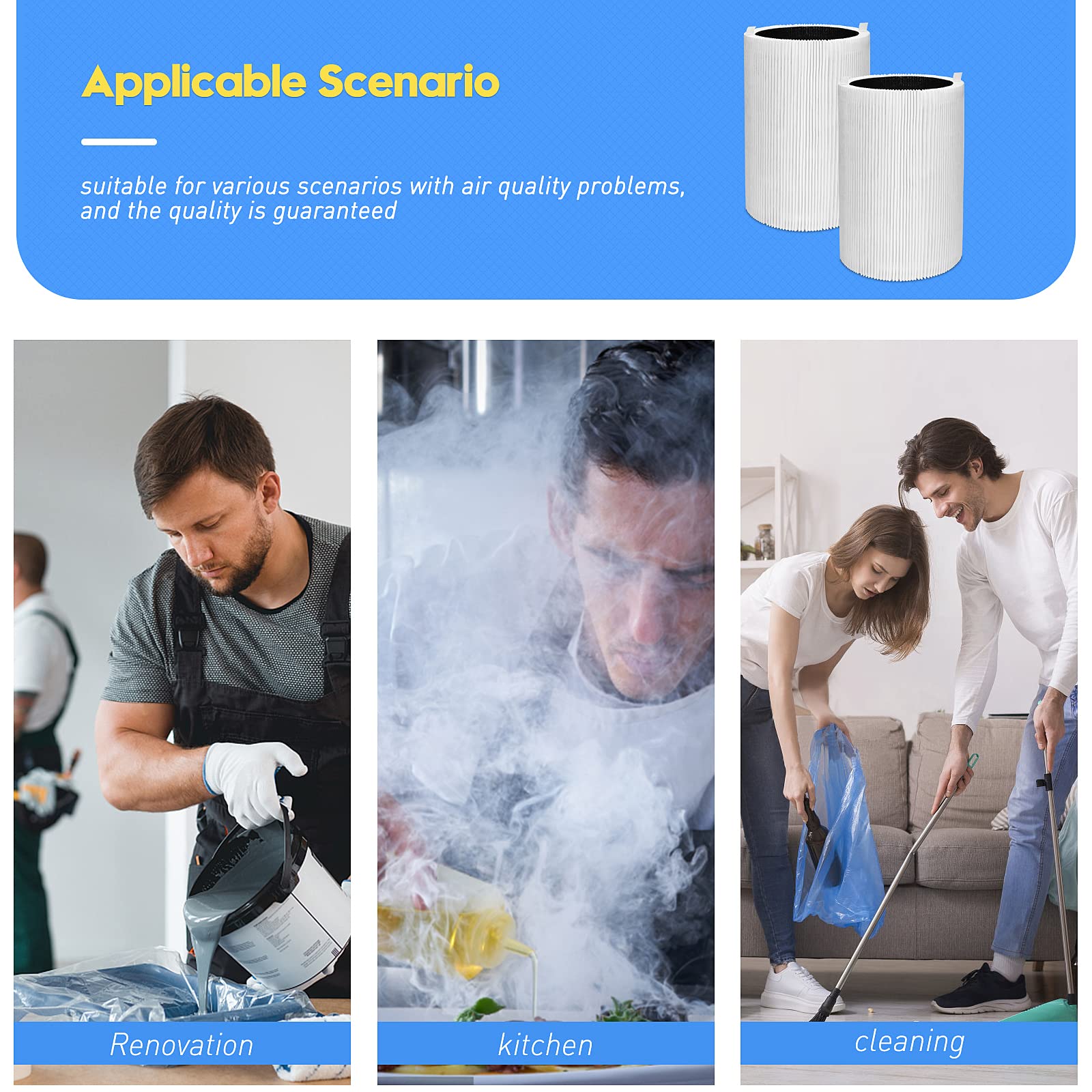 Blue Pure 411 Replacement Filters for Blueair Blue Pure 411, 411+, 411 Auto and Mini Air Purifier, Include 2 Particle and 2 Activated Carbon