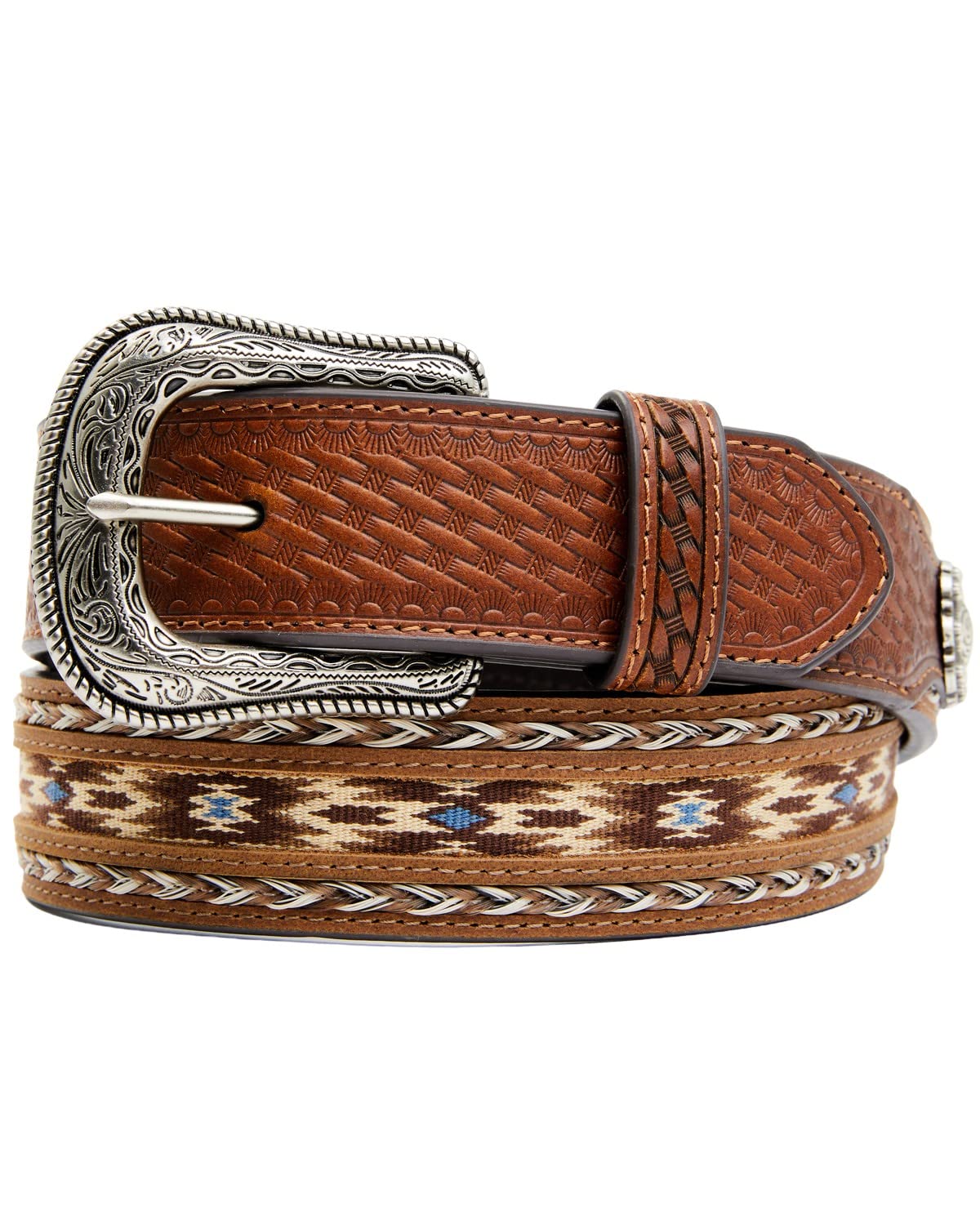 Cody James Men's Southwestern Concho Ribbon Inlay Belt - CJASP22BT3 38