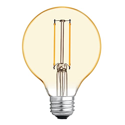 GE Vintage Style LED Light Bulb, 40 Watt, Amber Finish, G25 Globe Bulb (1 Pack)
