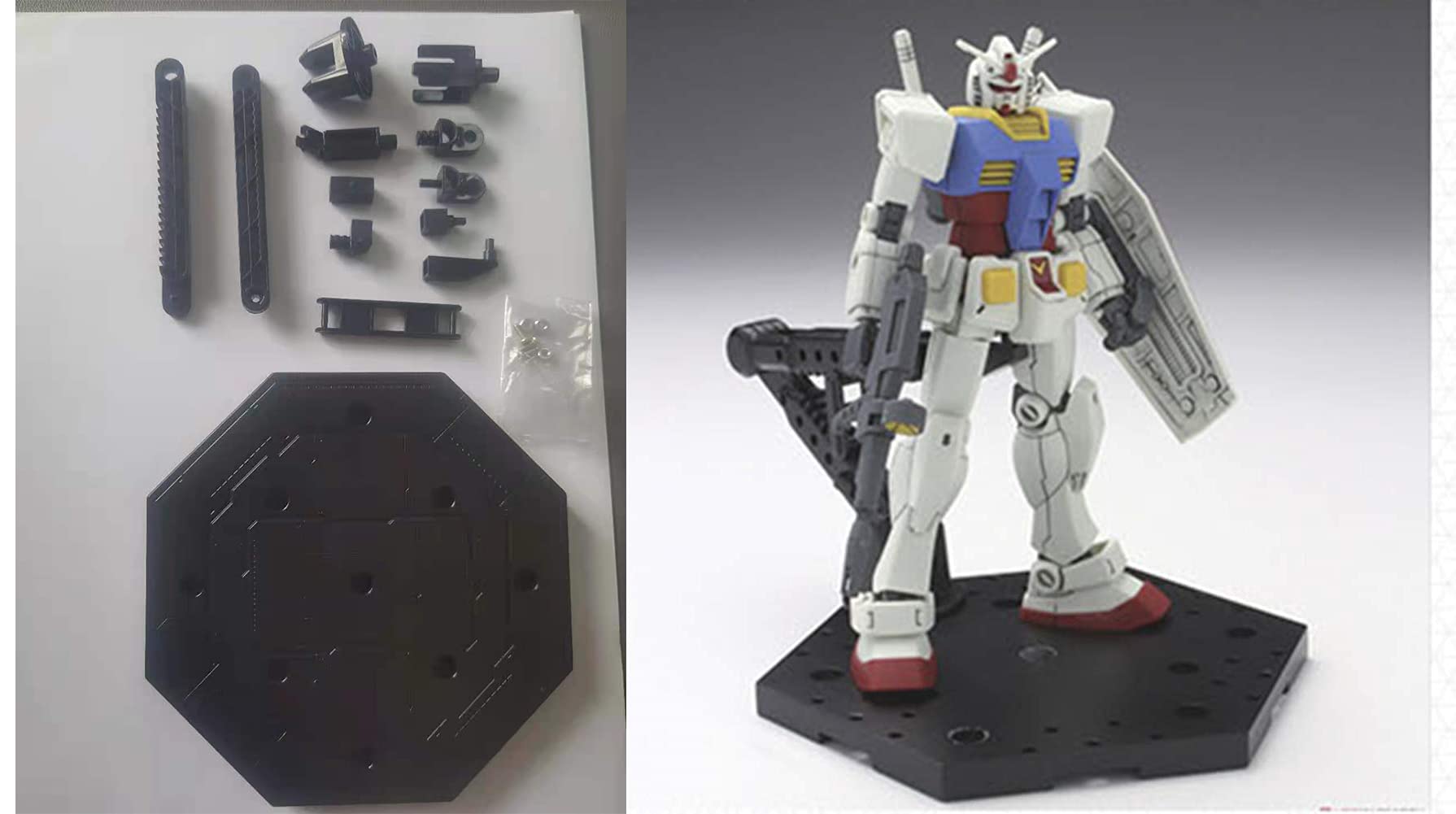 Bioristar HG RG Hobby Action Base Gundam Model Stand Hobby Display Stand Pack of 2 (1/144 Scale) (2pcs Black)