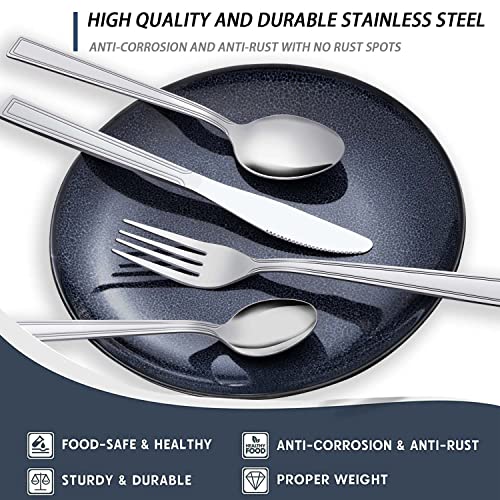 Silverware Set, Hunnycook 60-piece Silverware Set for 12, Stainless Steel Flatware Set, Include Fork Knife Spoon Set, Mirror Polished, Dishwasher Safe, Cutlery Set for Home Kitchen Restaurant