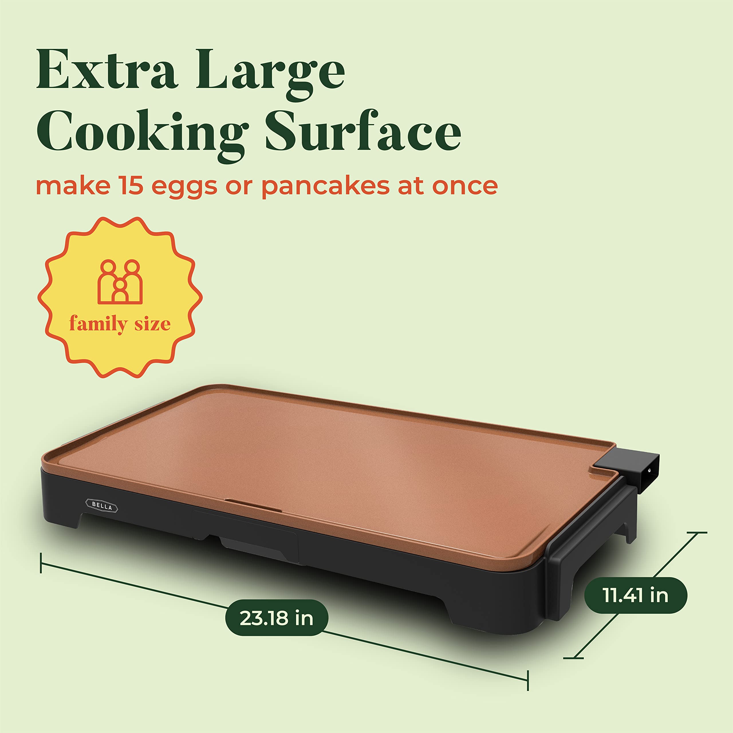 BELLA XL Electric Ceramic Titanium Griddle + BELLA Classic Rotating Belgian Waffle Maker