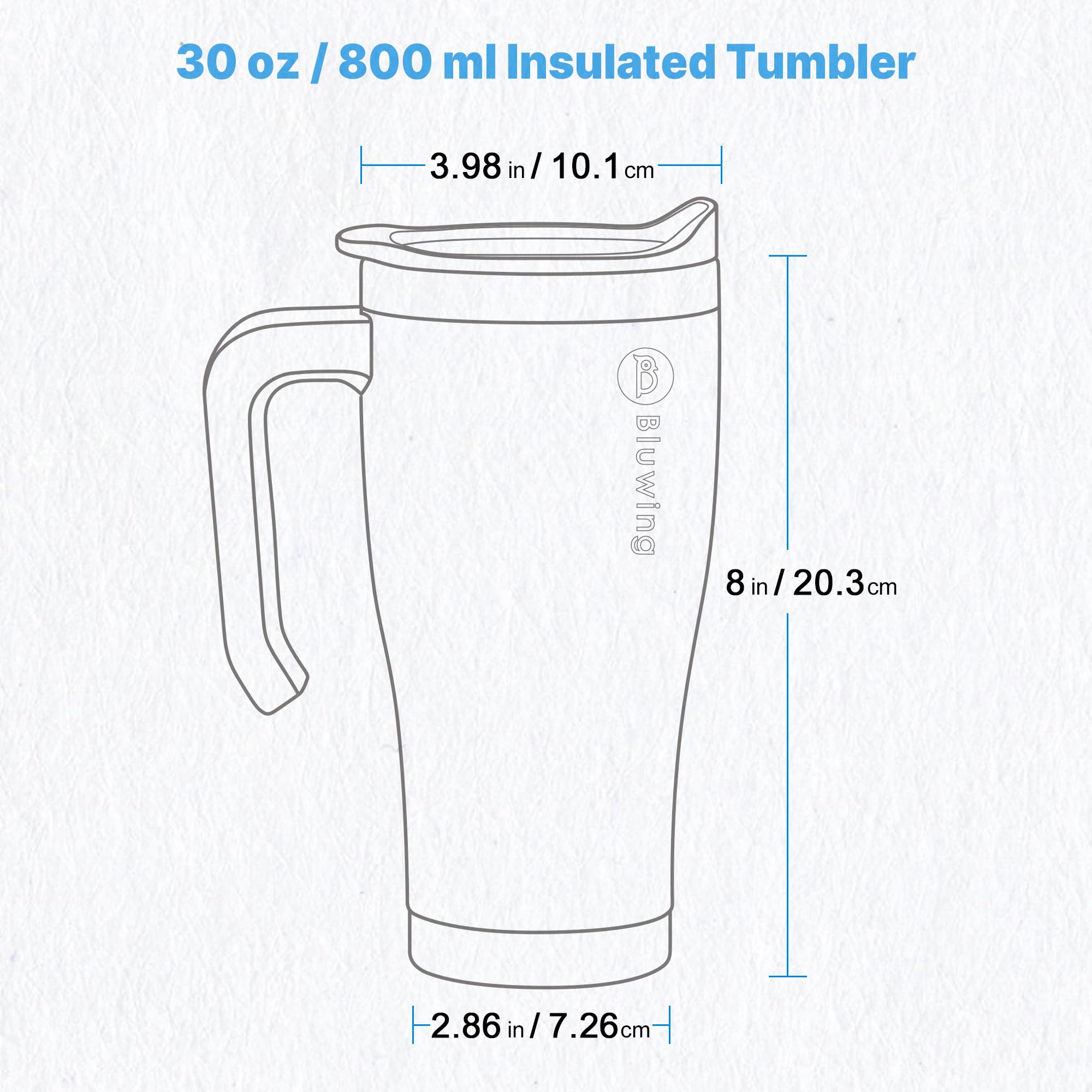 Bluwing Tumbler with Handle-30 oz Stainless Steel Double Wall Insulated Tumbler with Lid, Travel Leak Proof Coffee Mug Cup, BPA Free(Canyon Red