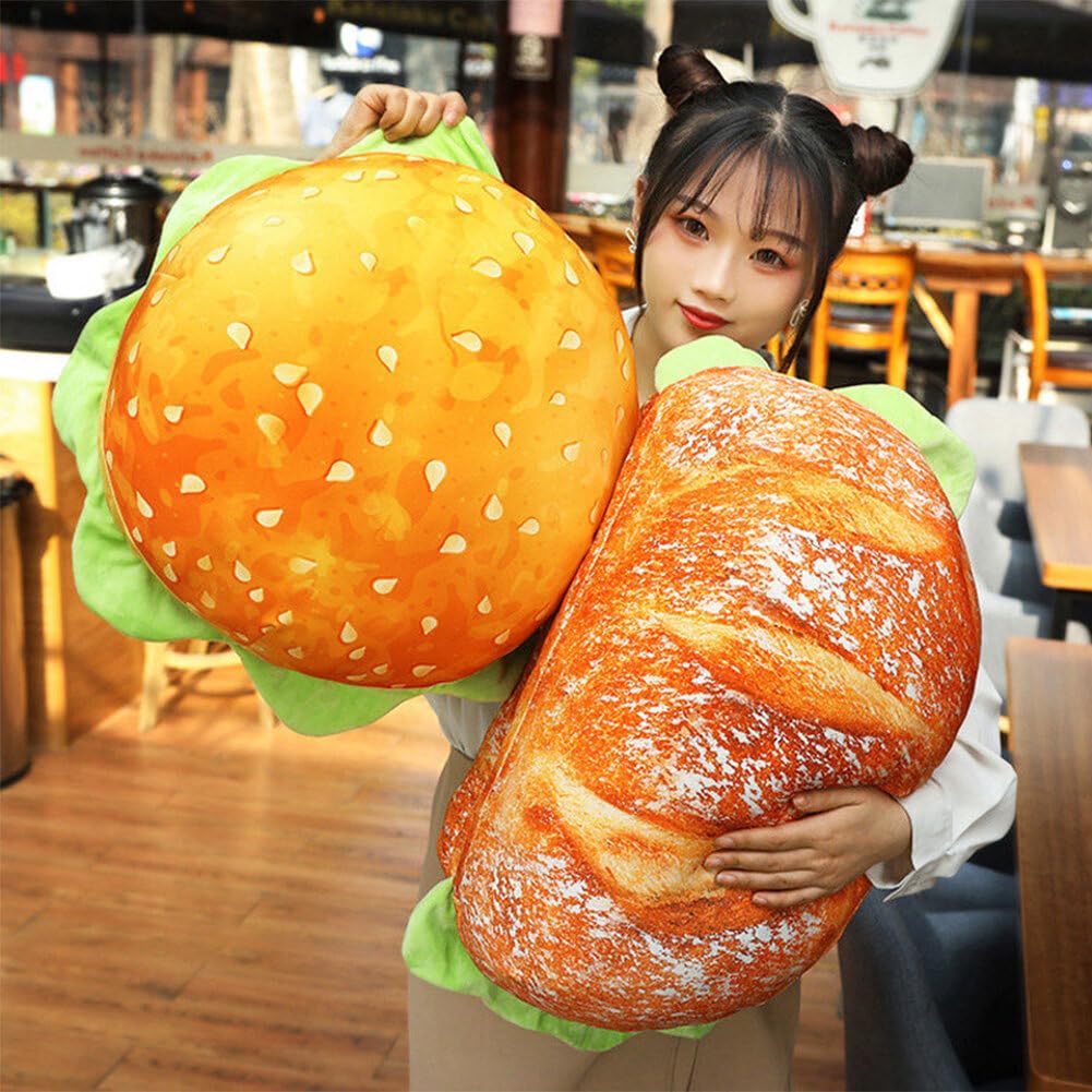 GKWW Cheeseburger Plush Pillow Hamburger Stuffed Pillow Giant 3D Simulation Burger Cushion Fluffy Cheeseburger Plushie Pillow Toys Gift for Room Decor Holiday Birthday