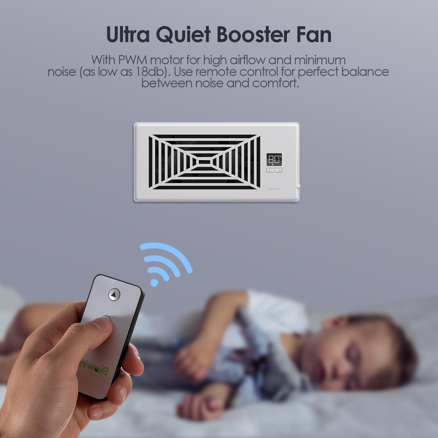 BIOWIND Quiet Register Booster Fan, Smart Register Vent Fits 4" x 10" Register Holes with Remote Control and Thermostat Control, Heating Cooling AC Vent Fan - White