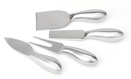 Tosnail 4 Pieces Stainless Steel Cheese Knife Set Cheese Slicer Cheese Cutter Flat Cheese Knife, Narrow Plane Knife, Spade Cheese Knife, Cheese Fork