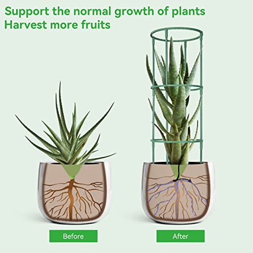 Growneer Plant Stake, 16 Pcs Plant Support Stakes, Stackable Flower Support Stake for Garden, Tomato Plant Support with 50m Twist Tie, Plant Holder for Indoor and Outdoor, Easy to Assemble