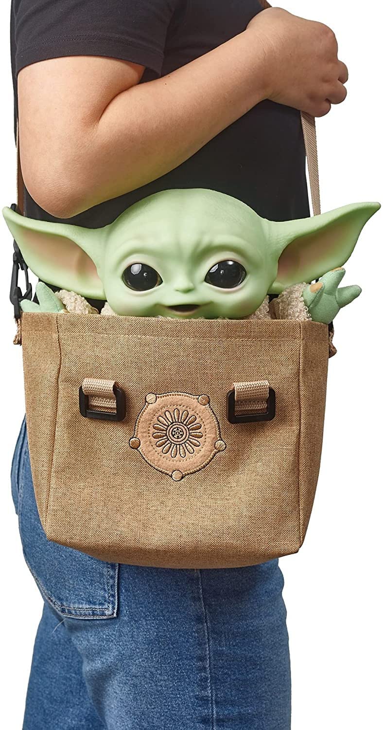 Mattel Star Wars Grogu Plush 10-inch Toy, Character Figure with Soft Body, Sounds & Carrier, Inspired by Star Wars The Mandalorian