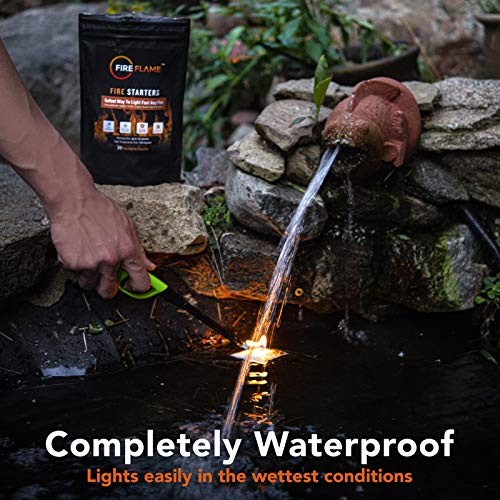 Fireflame Quick Instant Fire Starter - 100% Waterproof All-Purpose Indoor & Outdoor Firestarter, for Charcoal Starter, Campfire, Fireplace, BBQ - Odorless and Non-Toxic - 60 Pouches in Canister