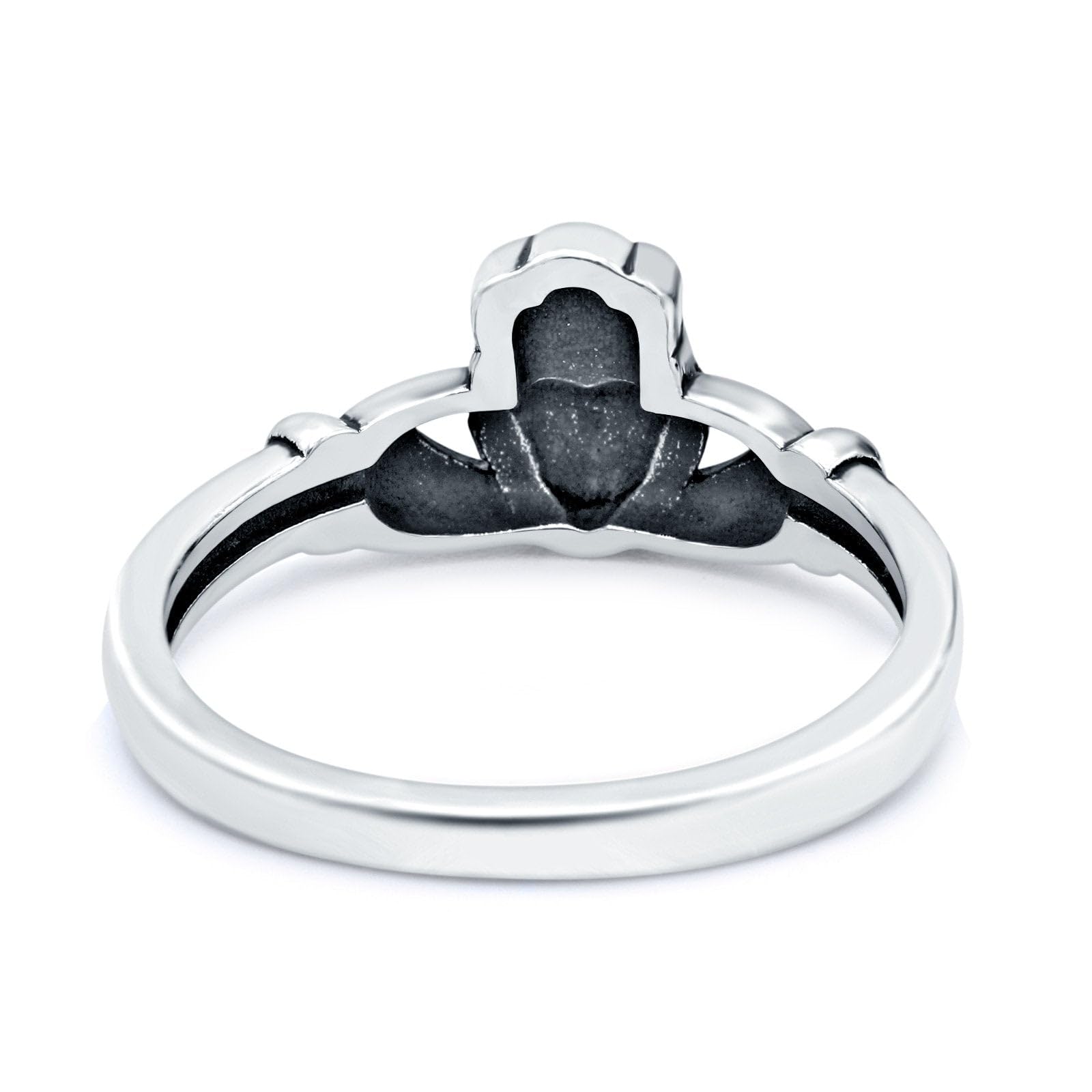 Blue Apple Co. Sterling Silver Size-7 Petite Dainty Irish Claddagh Promise Band Statement Fashion Thumb Ring 925 Sterling Silver