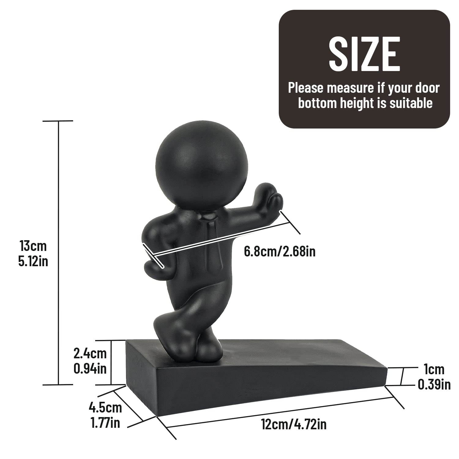 Cute Door Stop, Decorative and Sturdy, Well Designed Door Stopper, Effective to Hold Your Door Open, 1 Pack, Black (Patented)
