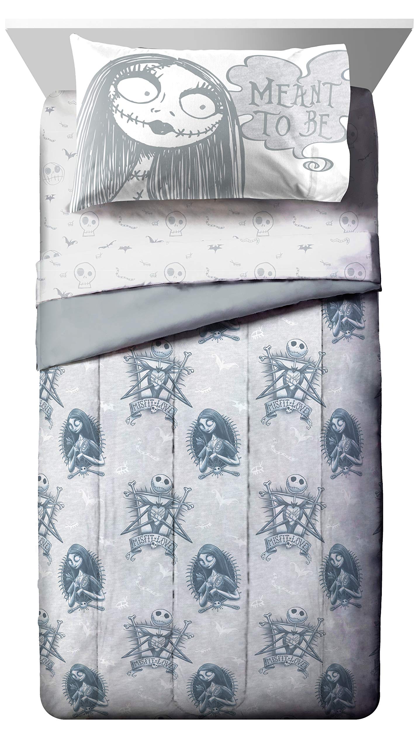 Jay Franco Disney Nightmare Before Christmas Meant to Be 6 Piece Bedroom Set- Includes Twin Bed Set & Window Drapes/Curtains - Super Soft Fade Resistant Microfiber Bedding (Official Disney Product)