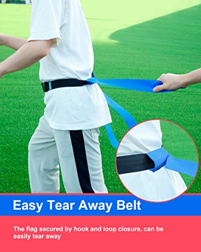 Hilhook Flag Football Belts, 10 Player Adjustable Flag Football Set with 30 Flags for Youth and Adults Training Equipment