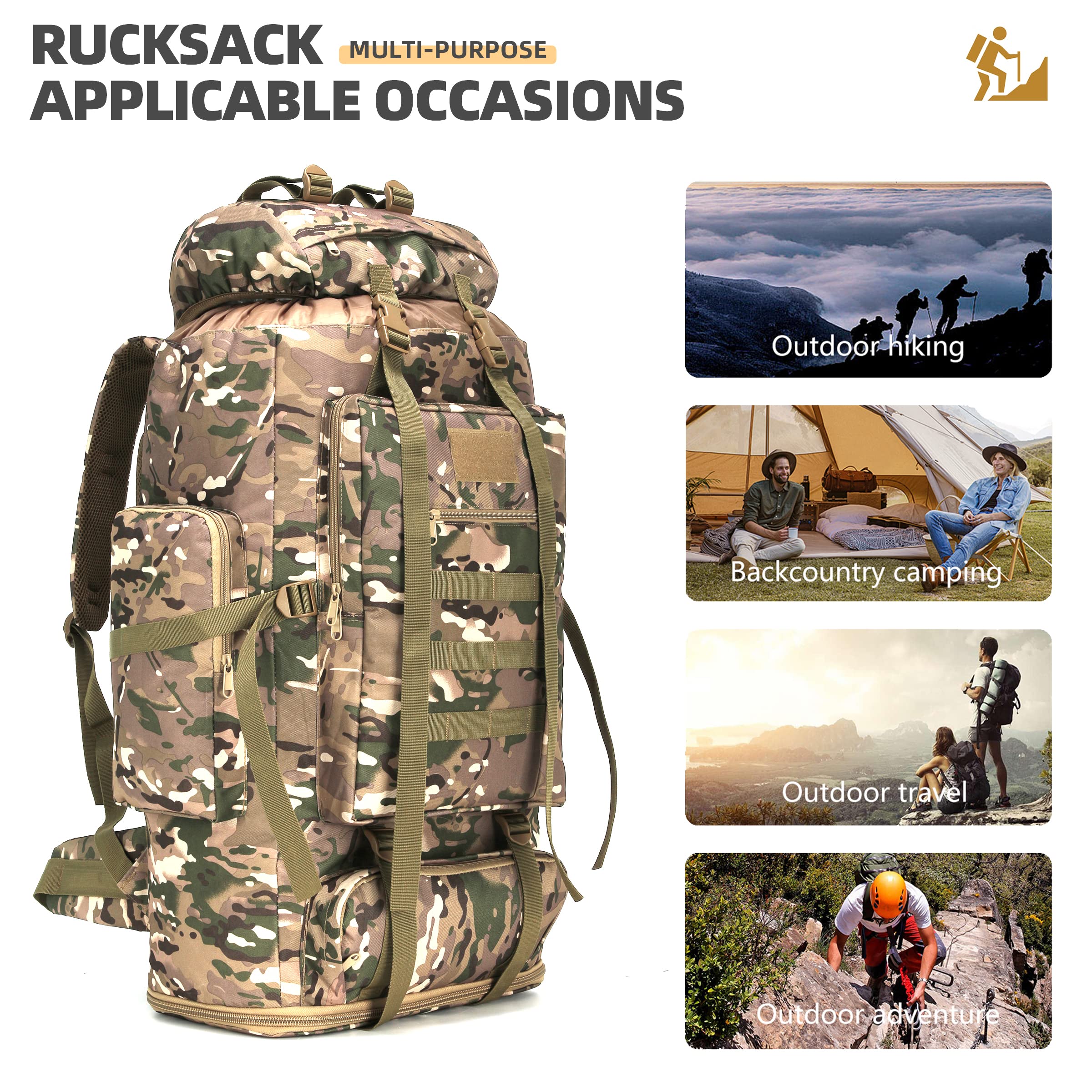 BNMJVJL 100L Camping Hiking Military Tactical Backpack Outdoor Climbing Sport Bags for Camping,Backpacking