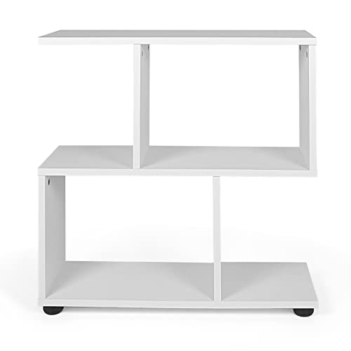 Giantex 3-Tier Geometric Bookshelf, 24ββ Tall Wood S-Shaped Display Shelves with Thick Foot Pads, Freestanding Open Shelves Nightstand, Floor Standing Display Shelf Bookcase