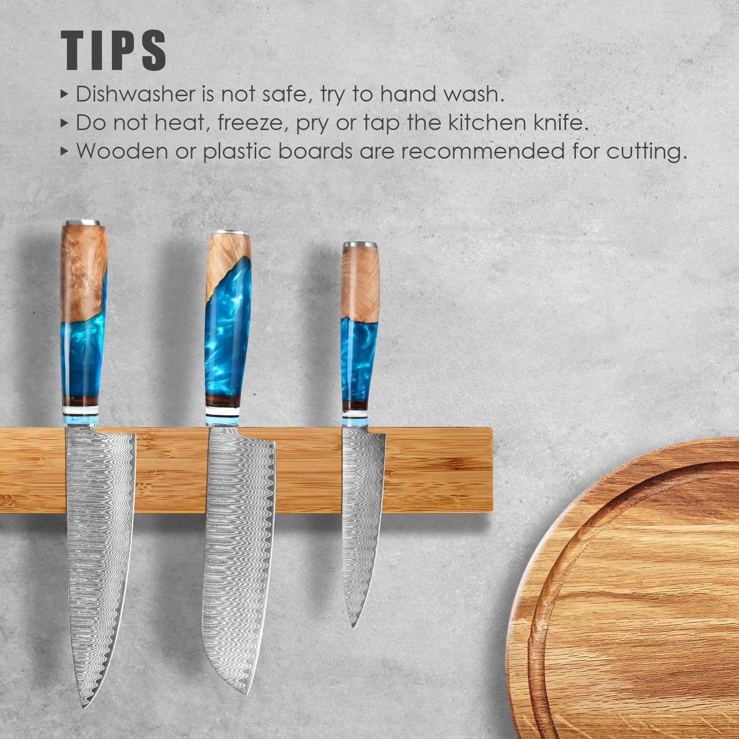 Chef Knife Set Damascus, 3PCS Professional Japanese VG10 Damascus Steel Kitchen Knife Set Chefs Knife, Paring knife, Santoku Knives, Chef Knife Set for Kitchen with Gift Box