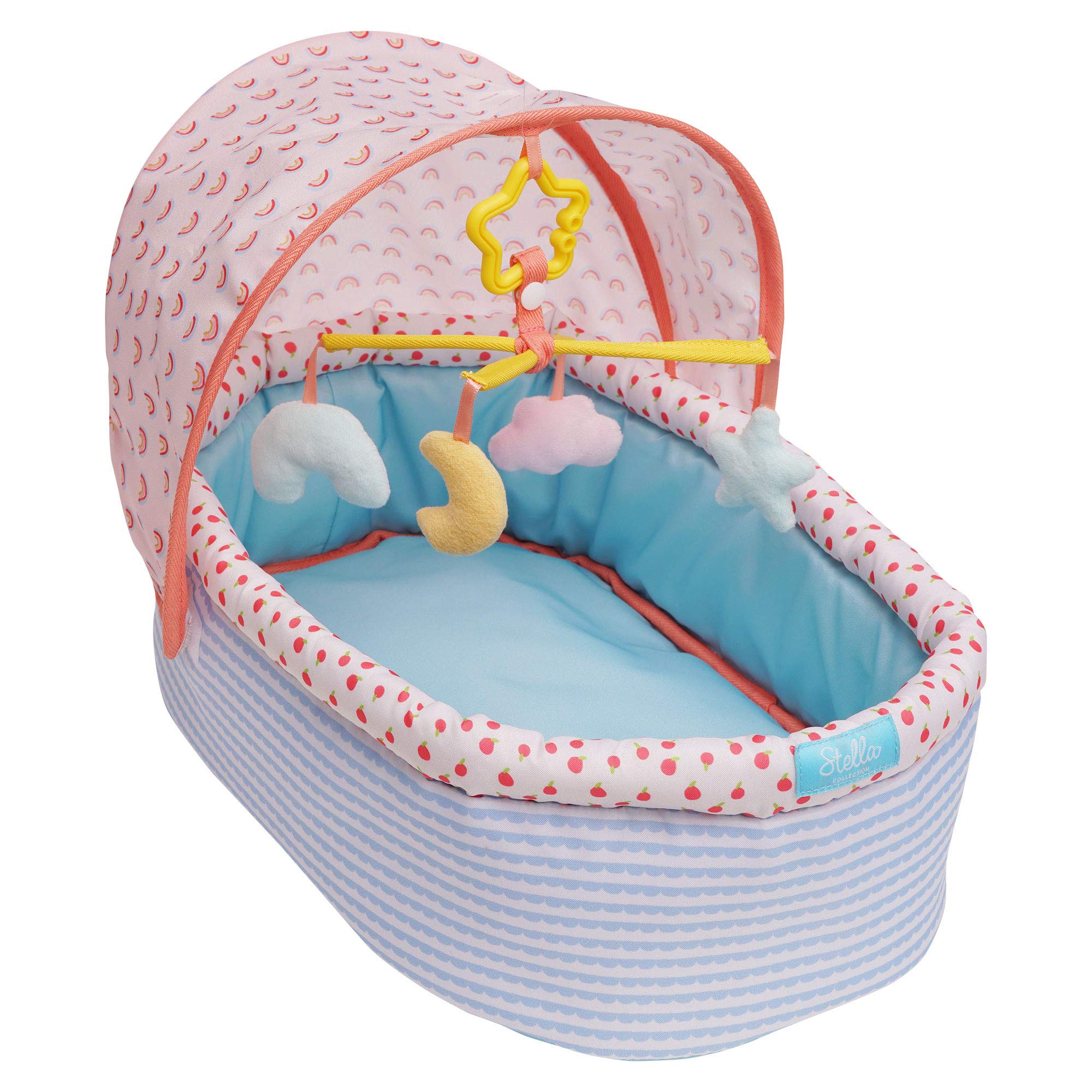 Manhattan Toy Stella Collection Soft Baby Doll Crib with Removable Canopy and Mobile for 12" to 15" Baby Dolls
