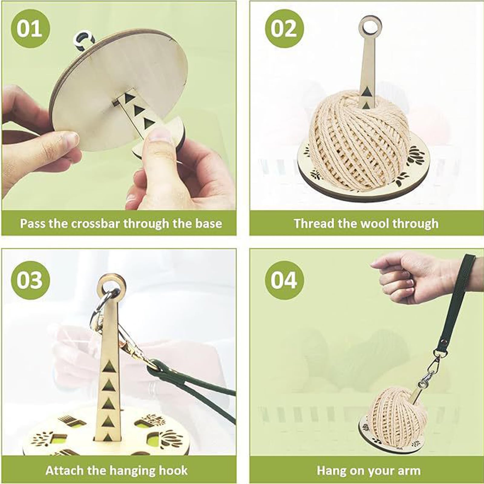 FantasyDay Portable Wrist Yarn Holder 5pcs, Mini Yarn Holder for Crochet with Wrist Strap for Knitting to Prevent Yarn from Tangling - Exquisite Pattern - Knitting Crocheting Gift