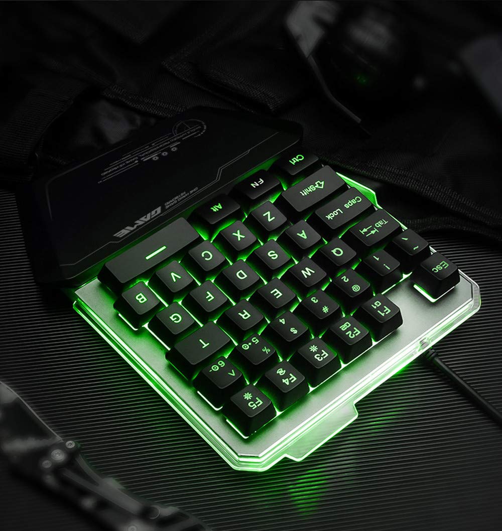 HiGOGO G40 Wired 35 Keys One-Handed Gaming Keypad Rainbow LED Backlight with Large Wrist Pad Membrane Keyboard (Sliver)