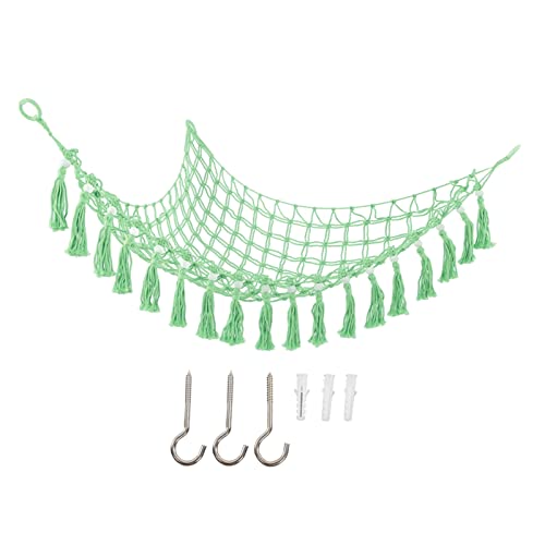 Toy Storage Hammock Tassel Sturdy Cotton Rope Stuffed Animal Storage Net Fruit Green