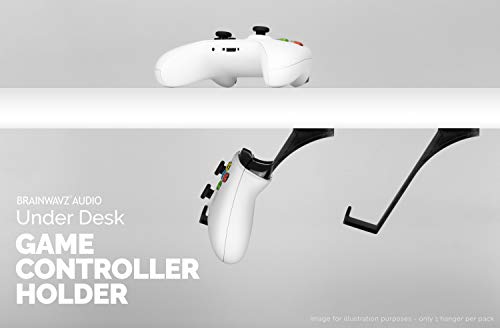 BRAINWAVZ Gamepad Under The Desk Mount Holder Hanger for XBOX One, Switch, PS4, PC, Steam, Steelseries & Most Game Controllers, No screws, VHB Tape (Black, Improved Adheasion Nov2019)