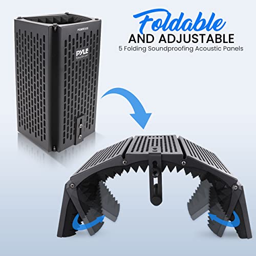 PyleUsa Microphone Isolation Shield, 5 Panel Acoustic Vocal Sound Dampening Noise Absorb Record Studio,1.6" Foam,Adjust Mic Depth,Removable Shock Mount, β
" Threaded,Podcast,Sing and Broadcast-1 set