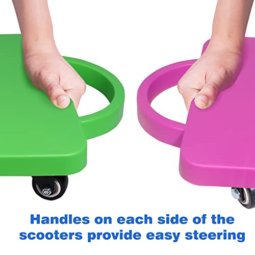 GSE Floor Scooter Board with Handles, Sitting Scooter for Kids Indoor Play Equipment, Fun Scoot Board with Non-Marring Plastic Casters for Children(Red)