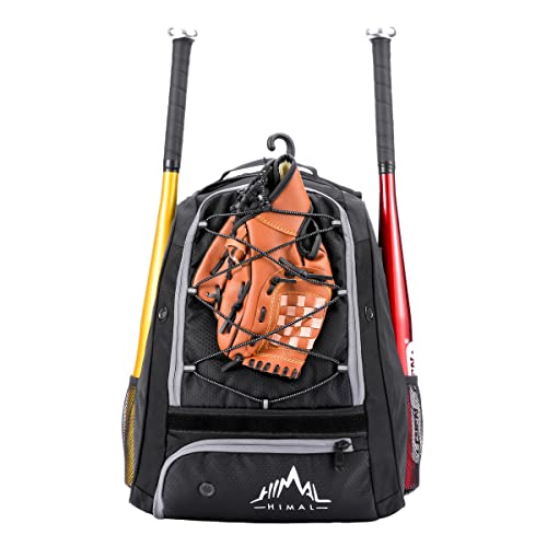 Himal Outdoors Baseball Bag - Bat Backpack for Baseball, T-Ball & Softball Equipment & Gear for Adults | Holds Bat, Helmet, Gloves and Cleats | Shoes Compartment & Fence Hook