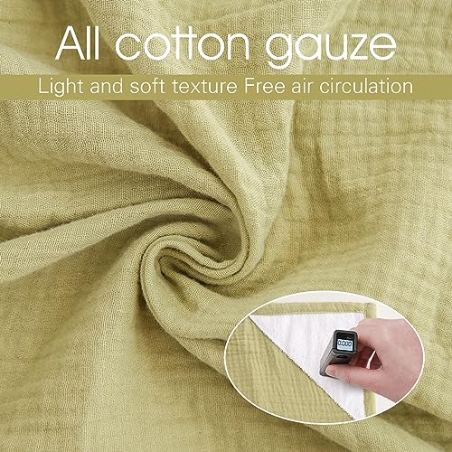 Muslin Nursing Cover for Baby Breastfeeding, Breathable 100% Soft Cotton Breastfeeding Cover with Adjustable Tie for Mother Nursing Apron, Multi-use Carseat Canopy Breastfeeding Essentials(Green)