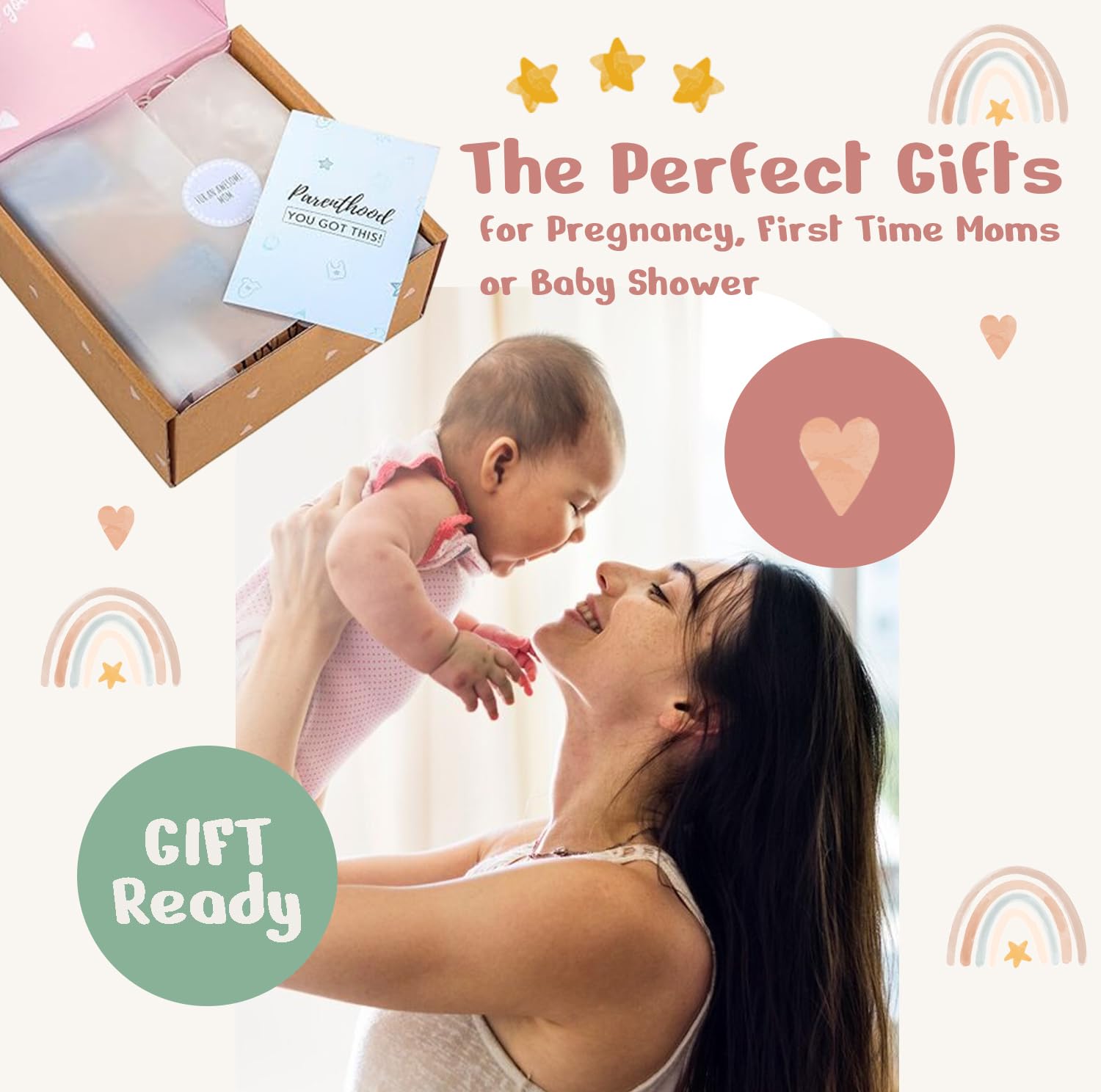 Becta Design - New Mom Gift Basket. Each Beautifully Prepared Gift Set Contains 5 Hand Picked Essentials for Expecting Mothers. The Perfect Gifts for Pregnancy, First Time Moms or Baby Shower